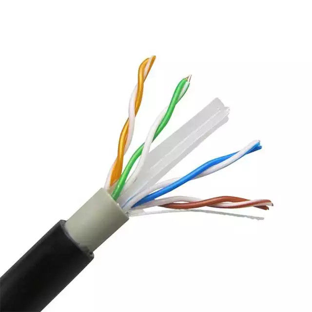 Outdoor Cat6 UTP Cable Bare Copper 4 Pairs Twisted PVC PE Double Jacket