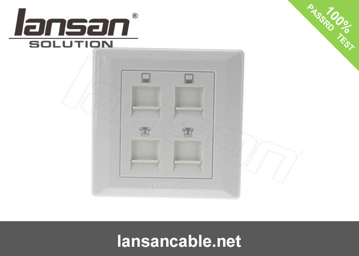 Four Port Anti Dust RJ45 Keystone Jack Faceplate 86 * 86mm For Cabling ...