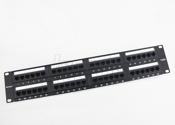 180 Degree 2U Patch Panel , Dual IDC Unsheild UTP 48 Port Cat6 Patch Panel